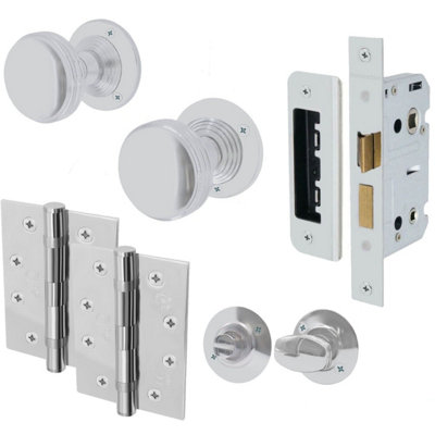 EAI - Lined Bathroom Knob Kit - Polished Chrome - Knob 55mm - Lock 80mm ...