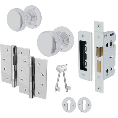EAI - Lined Lock Knob Kit - Polished Chrome - Knob 55mm - Lock 80mm ...