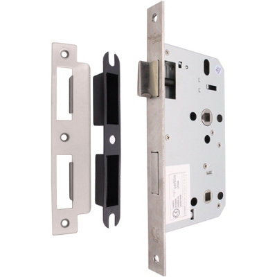 EAI Mortice Bathroom Lock DIN Standard - 90mm Case 64mm Backset - Satin ...