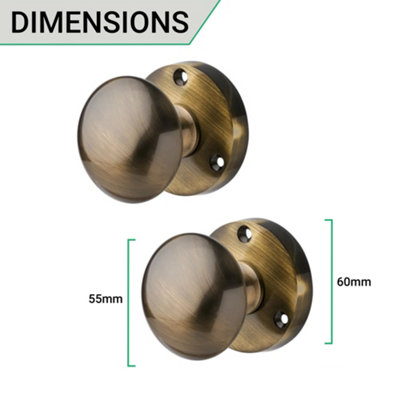 EAI - Mortice Door Knob Set Victorian - Antique Brass