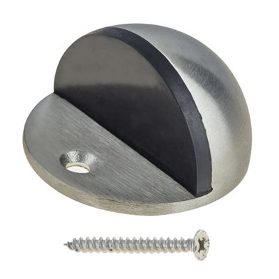 EAI - Oval Floor Mounted Door Stop - Screw Fixing - Satin Nickel - Pack ...