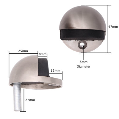 EAI - Oval Floor Mounted Stainless Door Stop - 47mm - Satin Stainless