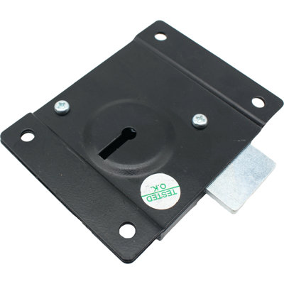 EAI Press Lock +2 Keys +Screws Rim Surface Gate Lock - 100x75mm - Black