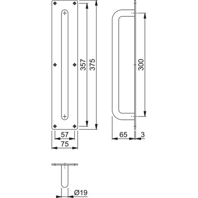 EAI Pull Handle On PULL Engraved Plate 300x19mm Pull on 375x75x3mm ...