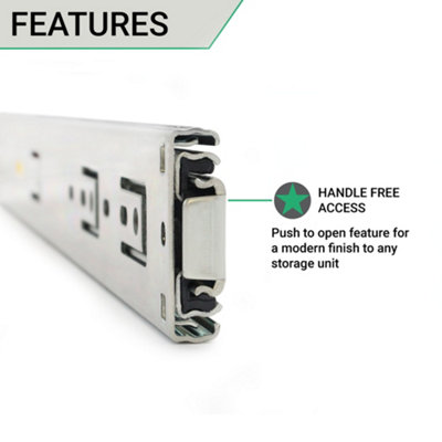 EAI Push Open Drawer Runner Smooth Ball Bearings Soft Close Push Open ...