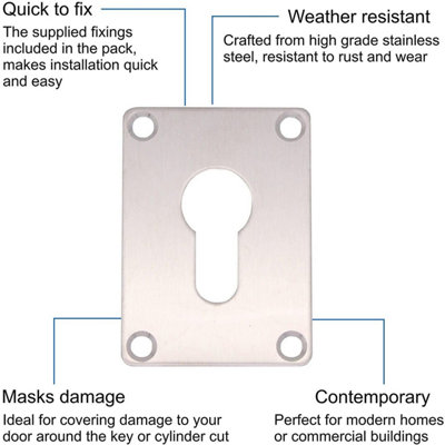 EAI - Repair Escutcheon - Euro - 65x47x1.2mm - Satin Stainless