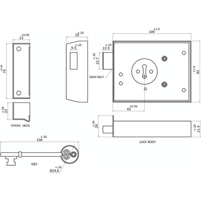 EAI Rim Deadlock Surface Mounted Dead Lock Gate Shed Universal Handing ...