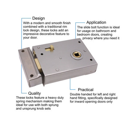 EAI Rim Latch Snib Lock Satin Chrome Surface Mounted Lock for Bathrooms ...