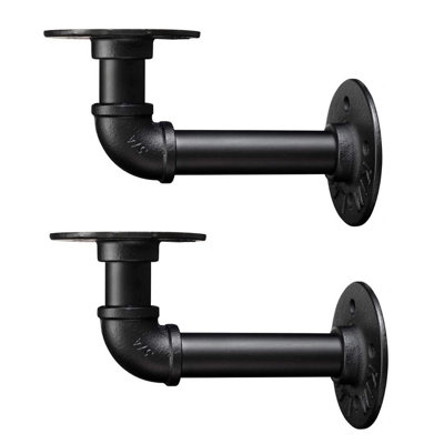 EAI Rustic Pipe Shelf Brackets Cast Iron - Pair / 2 Industrial Brackets ...