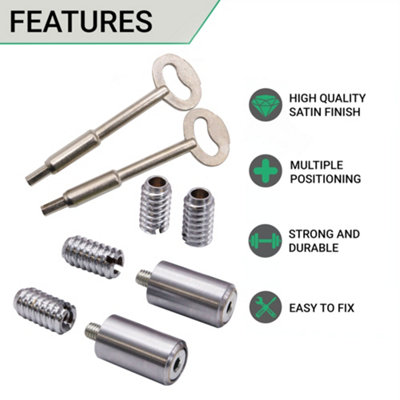 EAI Sash Window Stop Set with Ventilation Restrictor Feature With Keys ...