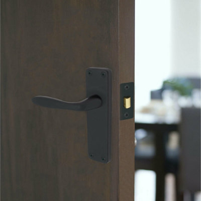 EAI - Sassari Lever on Backplate Latch Kit / Pack- 155 x 41mm - Matt Black