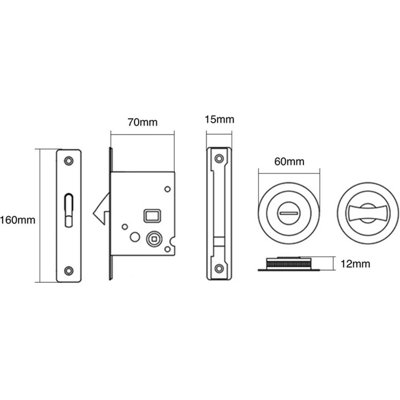 EAI - Sliding Door Bathroom Mortice Lock - Polished Chrome