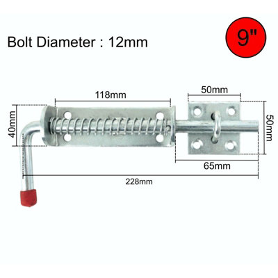 EAI - Spring Loaded Animal Bolt & Keep with Fixings -225mm 9 inch ...