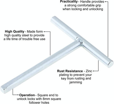 EAI - Square Drive Budget Lock Key - Pack of 5 - Bright Zinc Plated
