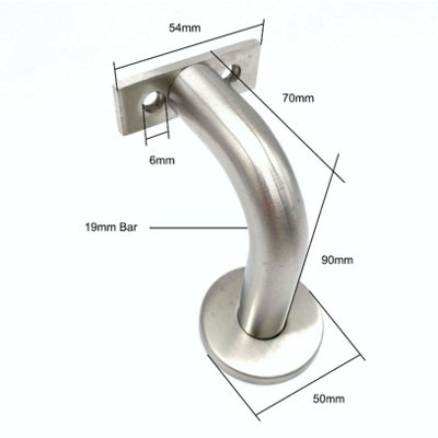 EAI Stainless Handrail Bracket Heavy Duty PAK of 5 - 70mm / 19mm Bar ...