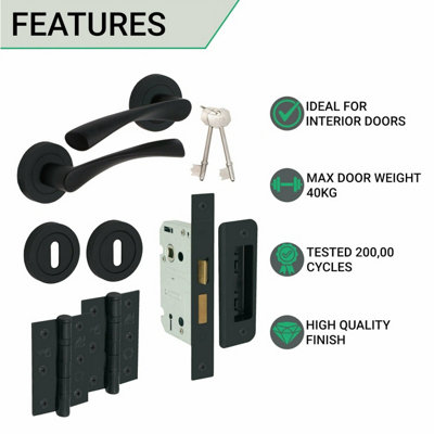 EAI - Swept Lever on Rose Lock Kit / Pack - 80mm Sash Lock & 76mm ...