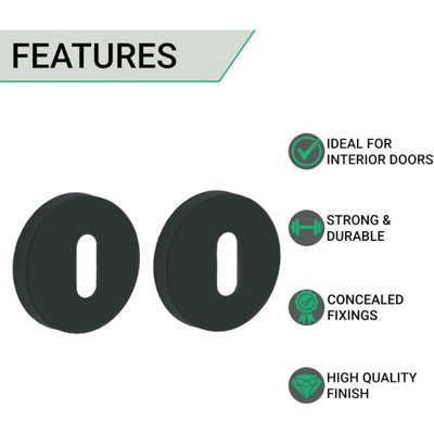 EAI - T-Bar Keyhole Escutcheons Set MATT BLACK - PAIR