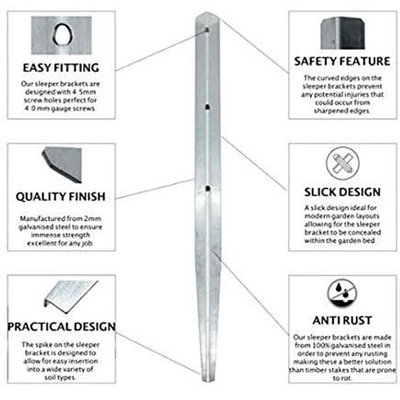 EAI Timber Border Sleeper Post Pin Bracket Edging Clip Decking Corner ...