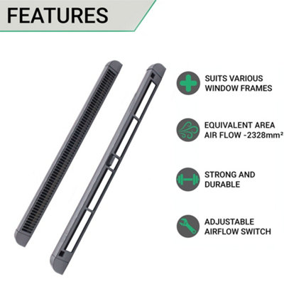 EAI Trickle Window Slot Vent Easy Fitting Inside & Out - 290mm ...