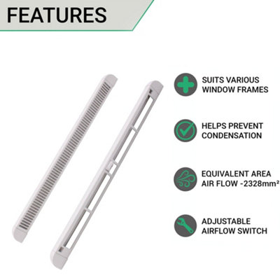 EAI Trickle Window Slot Vent Easy Fitting Inside & Out - 400mm ...