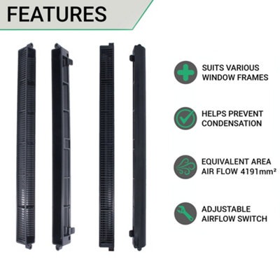 EAI Trickle Window Slot Vent Easy Fitting Inside & Out - 415mm ...