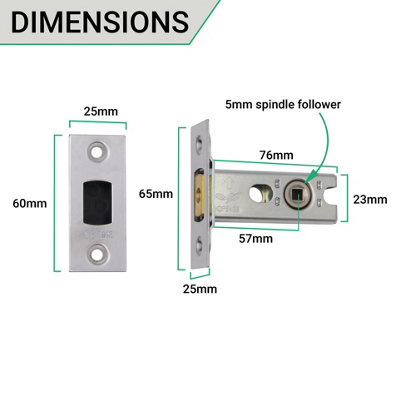 EAI Tubular Bathroom Deadbolt Kit - 76mm Case - 57mm Backset - Polished ...