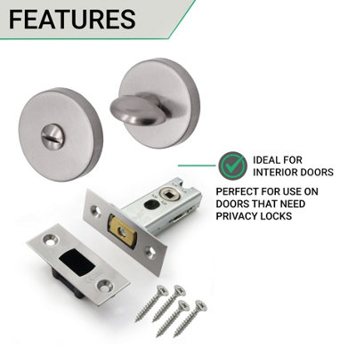 EAI Tubular Bathroom Deadbolt Kit - 76mm Case - 57mm Backset - Satin ...