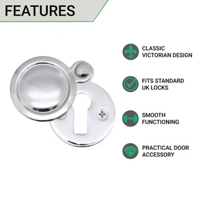 EAI Victorian Keyhole Covered Escutcheon for Front Doors 34mm Polished ...