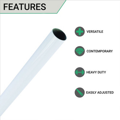 EAI - Wardrobe Rail - 2500mm x 25mm - White