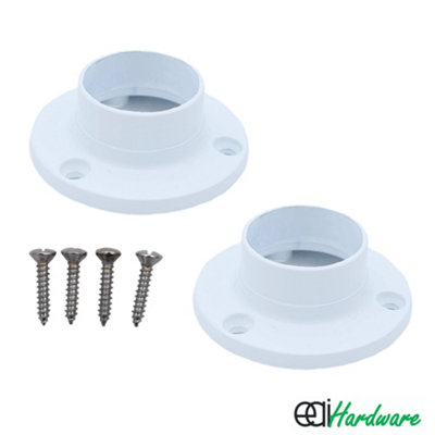 EAI - Wardrobe Rail - End Socket - 25mm - White - Pack of 2 | DIY at B&Q