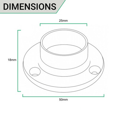 EAI - Wardrobe Rail - End Socket - 25mm - White - Pack of 2