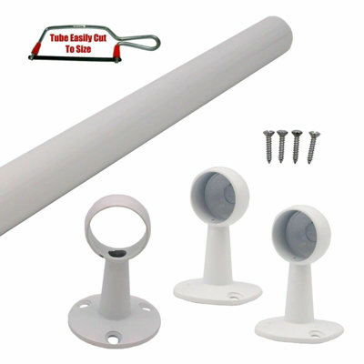 EAI - Wardrobe Rail Kit - 25mm Tube - 2500mm Rail with 2x End Brackets ...