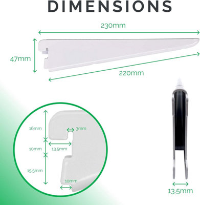 EAI White Twin Slot Brackets 370mm - Pack of 2 - 32mm Twin Slot ...