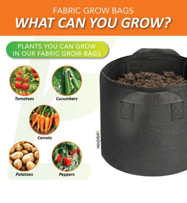 EarlyGrow 5-Pack 10 litres (3 US gallon) Fabric Plant Grow Bags Heavy ...