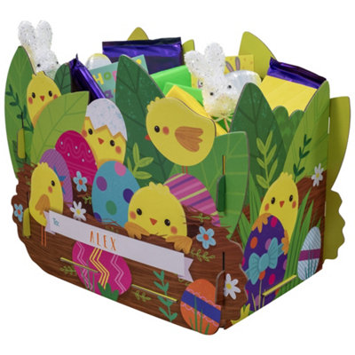 Easter Chick Large Gift Box With Alphabet Stickers Treat Hamper Basket