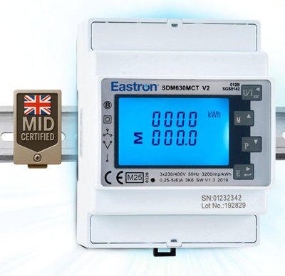 Eastron CT Operated Din Rail Three Phase MID Energy Meter and Solar ...