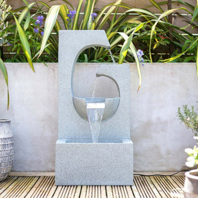 Easy Fountain Ango Falls LED Garden Water Feature Fountain Modern Grey