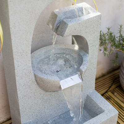Easy Fountain Ango Falls LED Garden Water Feature Fountain Modern Grey