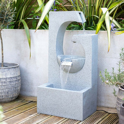 Easy Fountain Ango Falls LED Garden Water Feature Fountain Modern Grey
