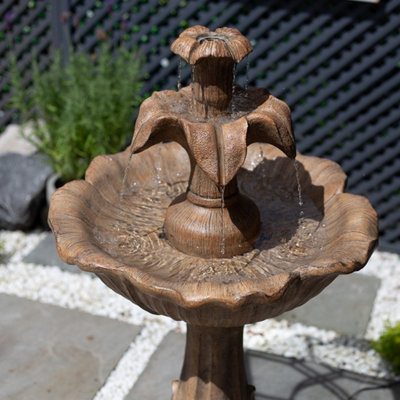 Easy Fountain Emily Tiered Solar with Battery Backup Garden Fountain ...
