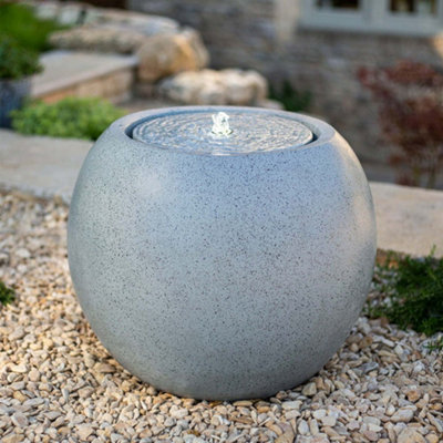 Easy Fountain Nara Ripple LED Garden Water Feature Fountain Modern Grey