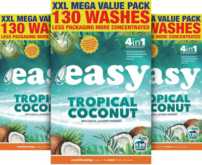 EASY LAUNDRY POWDER (3X 6.5KG) - 390 WASHES- TROPICAL COCONUT