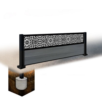 EasyComposite 2ft Composite Fence Panel & Aluminium Post Sunken in ...