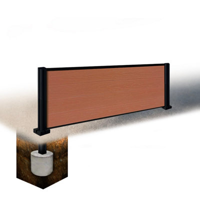 EasyComposite 2ft Composite Fence Panel & Aluminium Post Sunken in ...