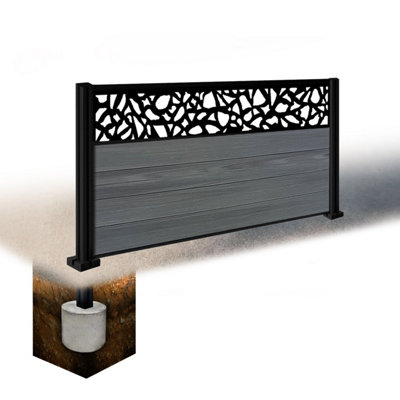 EASYCOMPOSITE 3FT COMPOSITE FENCE PANEL & ALUMINIUM POST SUNKEN IN ...
