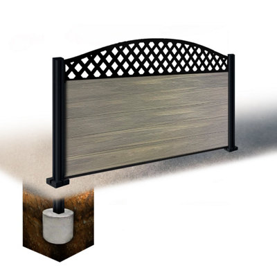 EasyComposite 3ft Composite Fence Panel & Aluminium Post Sunken in ...