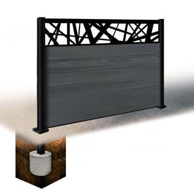 EasyComposite 4ft Composite Fence Panel & Aluminium Post Sunken in ...