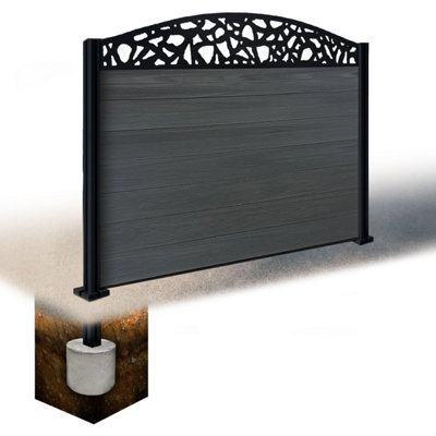 EasyComposite 4ft Composite Fence Panel & Aluminium Post Sunken in ...
