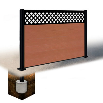 EasyComposite 4ft Composite Fence Panel & Aluminium Post Sunken in ...
