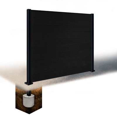 EasyComposite 5ft Composite Fence Panel & Aluminium Post Sunken in ...